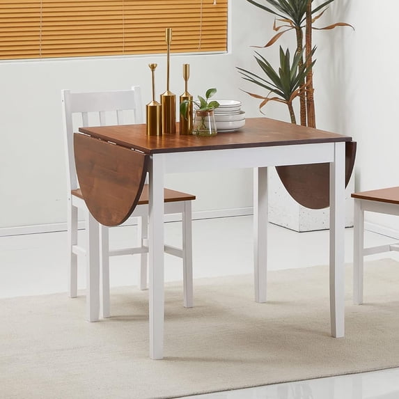 CQSXDA Space-Saving Brown Drop Leaf Folding Dining Table Made of Solid ...