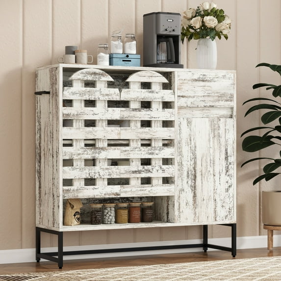 CQSXDA Stylish 44.49 Inch Buffet Cabinet with Woven Doors, Metal Legs ...