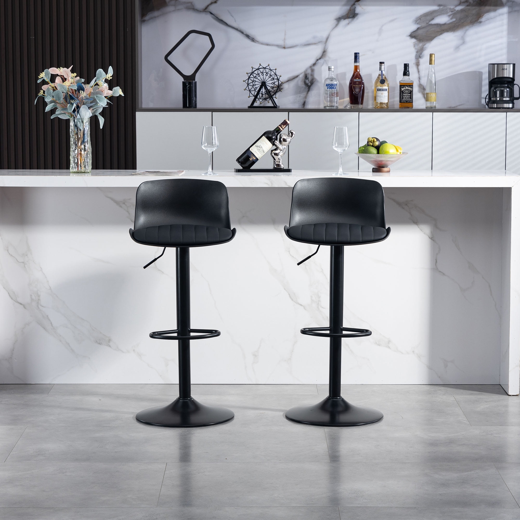 CQSXDA Swivel Bar Stools Set of 2 with Adjustable Height, Durable Gray ...