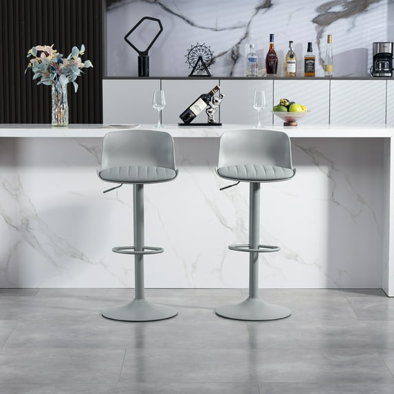 CQSXDA Swivel Bar Stools Set of 2 with Adjustable Height, Durable Gray ...