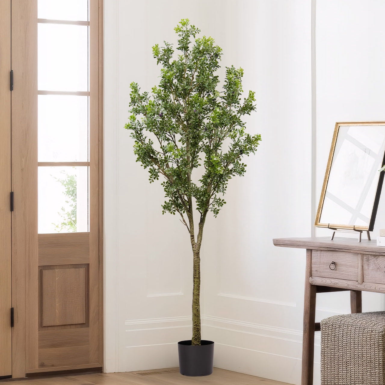 CQSXDA Tall 6FT Faux Potted Tree with Realistic Green Leaves for Living ...