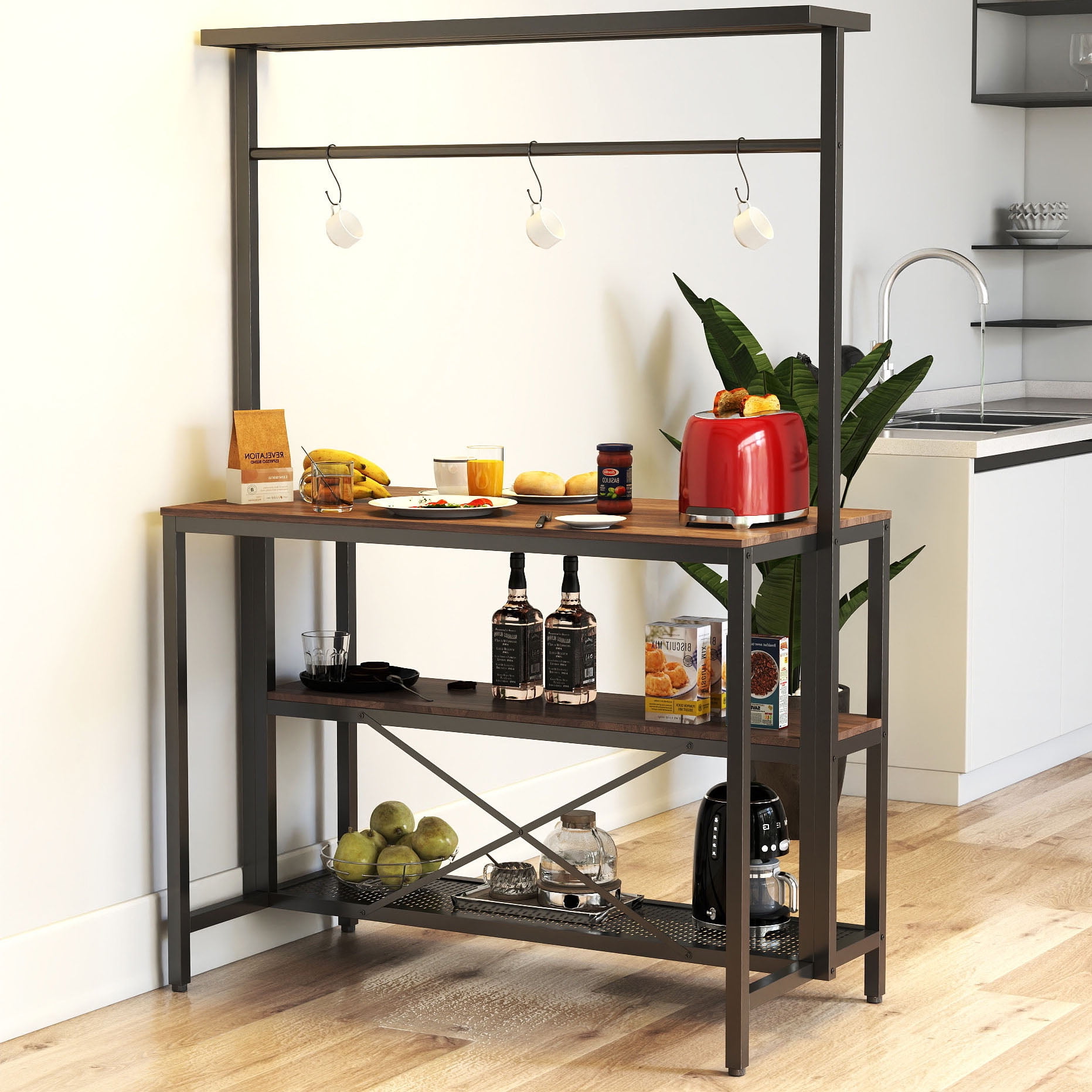 CQSXDA Three Tier Microwave Stand Oven Shelf Kitchen Island Table with ...