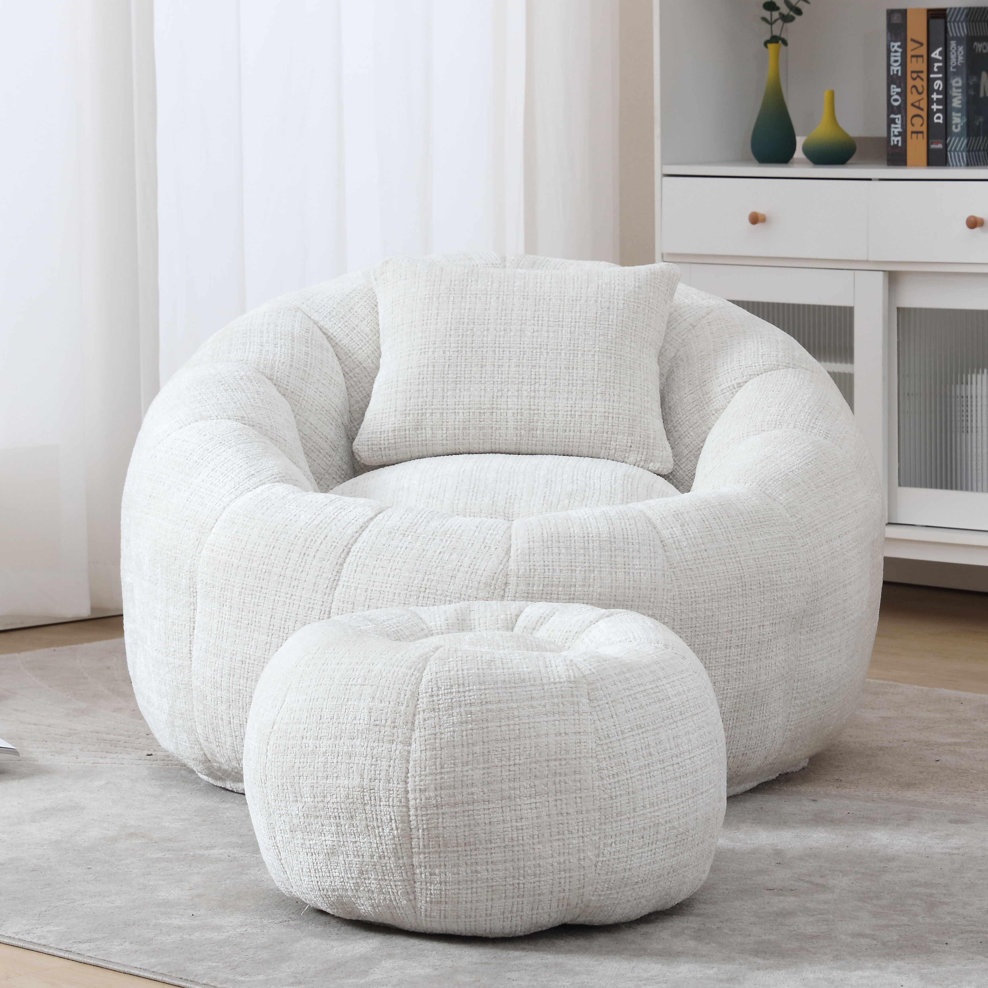 CQSXDA Versatile Modern Bean Bag Sofa with Ottoman and Pillow for ...