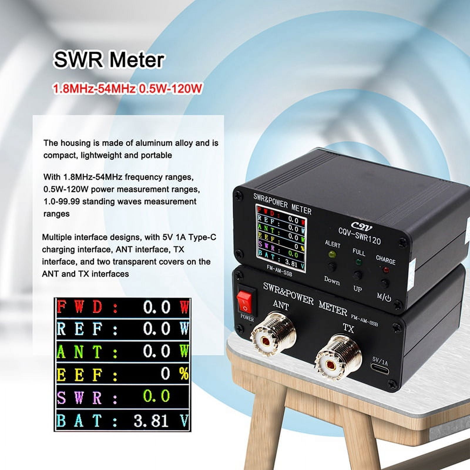 CQV-SWR120 120W SWR Power Standing Wave Meter High Standing Wave Alarm ...
