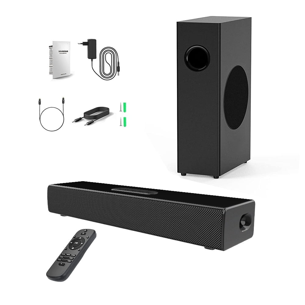 CQYJIN 2.1 Sound Bars for Smart TV with Wireless Subwoofer, Optical/AUX ...