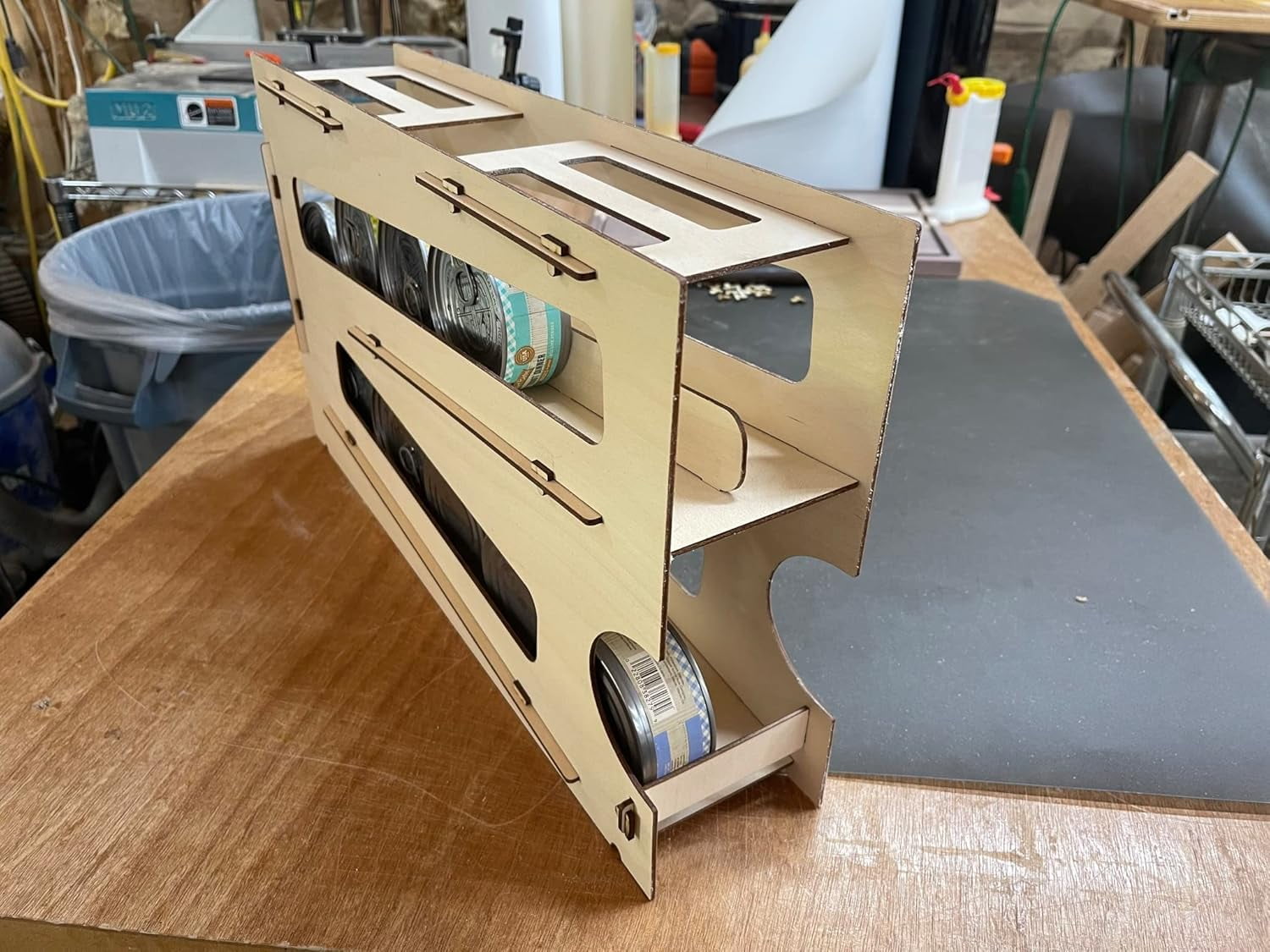 CR-2 Wooden Can Rack Dispenser and Organizer for Pantry Cat food Tuna ...