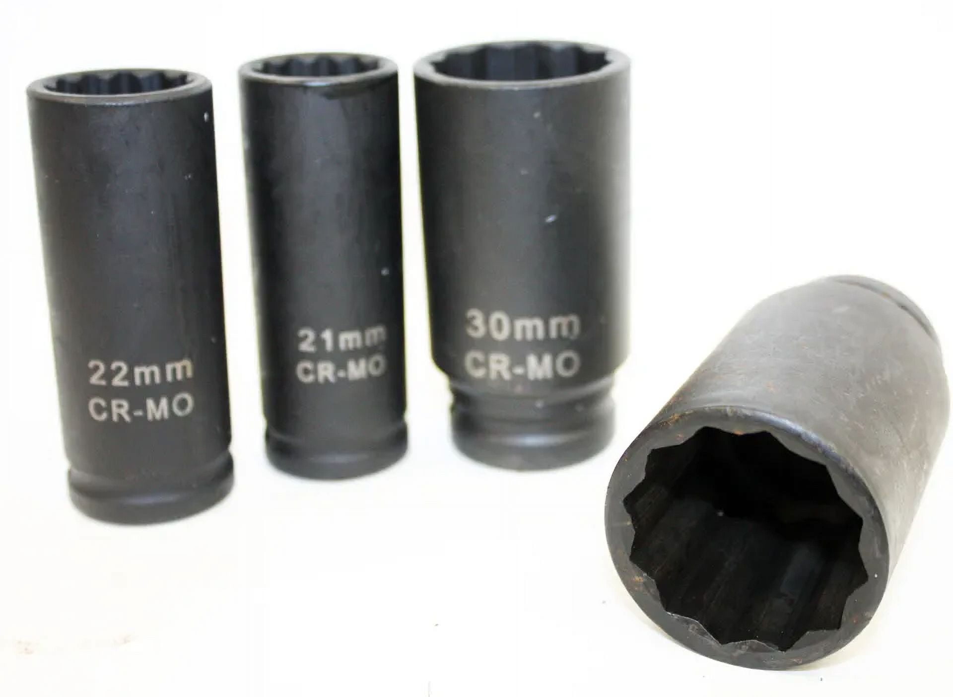 CR-MO 1/2" Dr. Metric 12 Pts Deep Spindle Axle Impact Socket Set 10mm ...