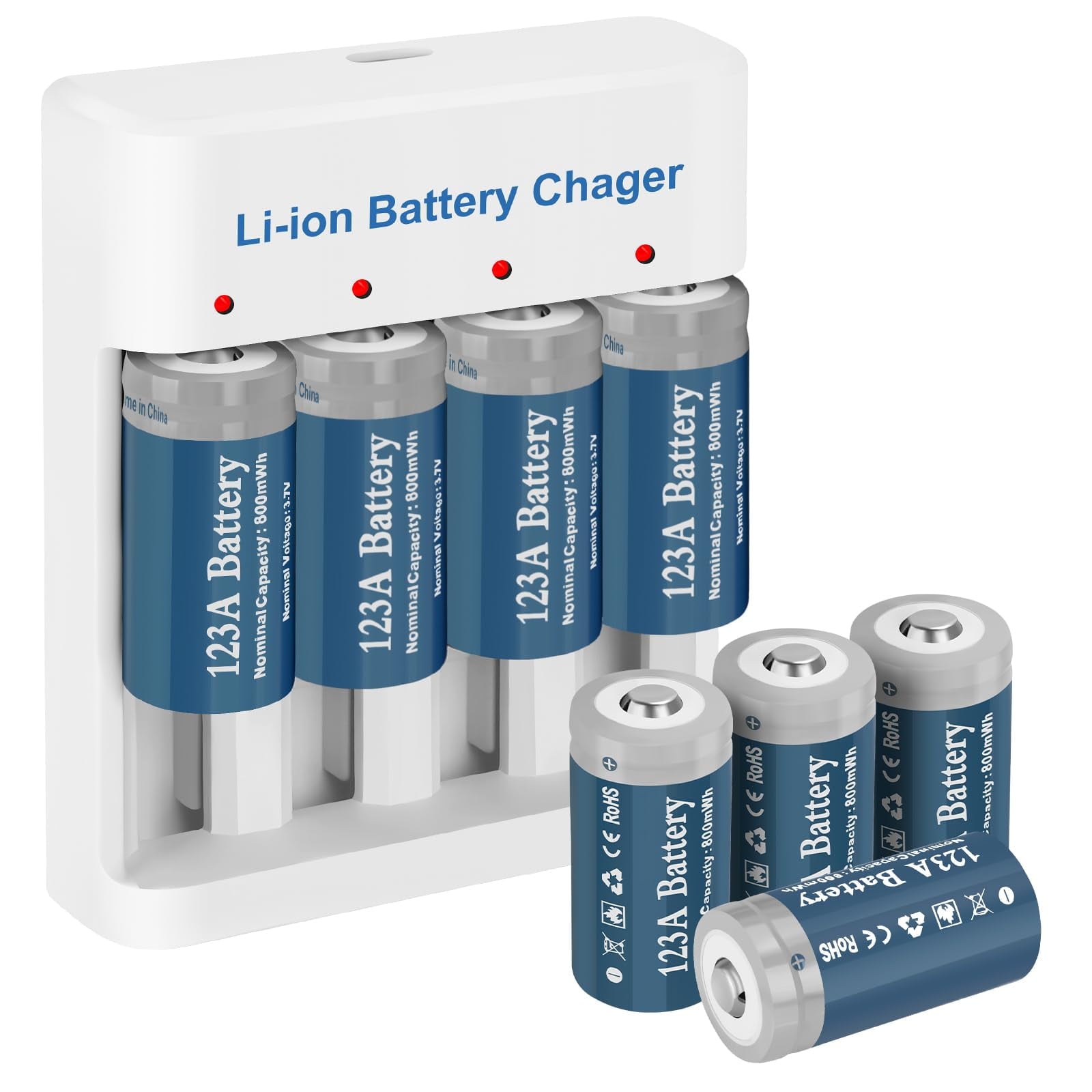 Fitinoch CR123A 3V Lithium Batteries 8 Pack, Rechargeable AA AAA ...