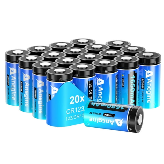 CR123A 3V Lithium Battery 1650mAh, 123A Lithium Batteries 10 Years Shelf Life CR123 3 Volt High ...