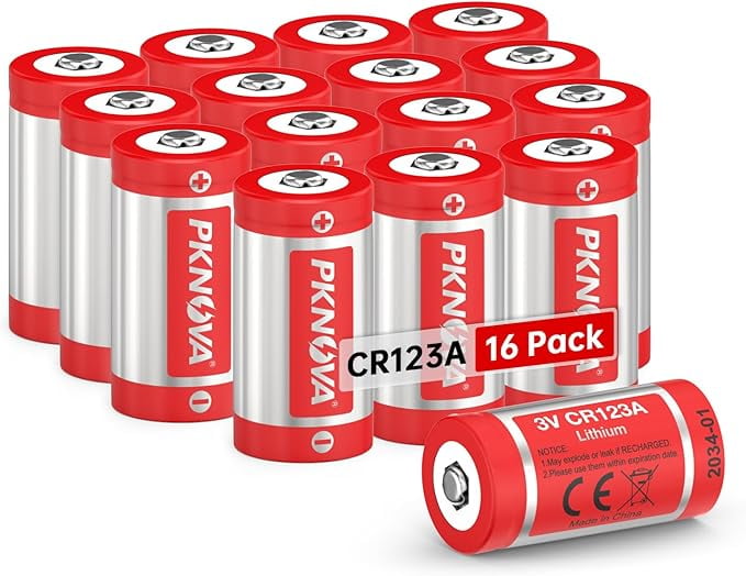 CR123A Battery, 16 Count, CR123A Lithium Batteries, Full Powered 3 Volt ...