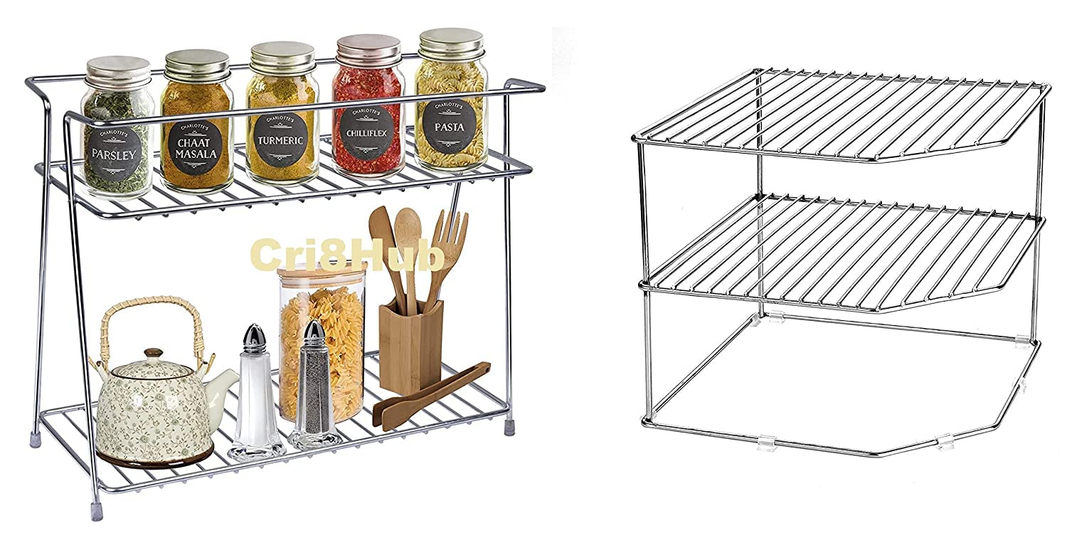 CR18 COLLECTION Heavy Stainless Steel 2Layer Corner Storage Rack and ...