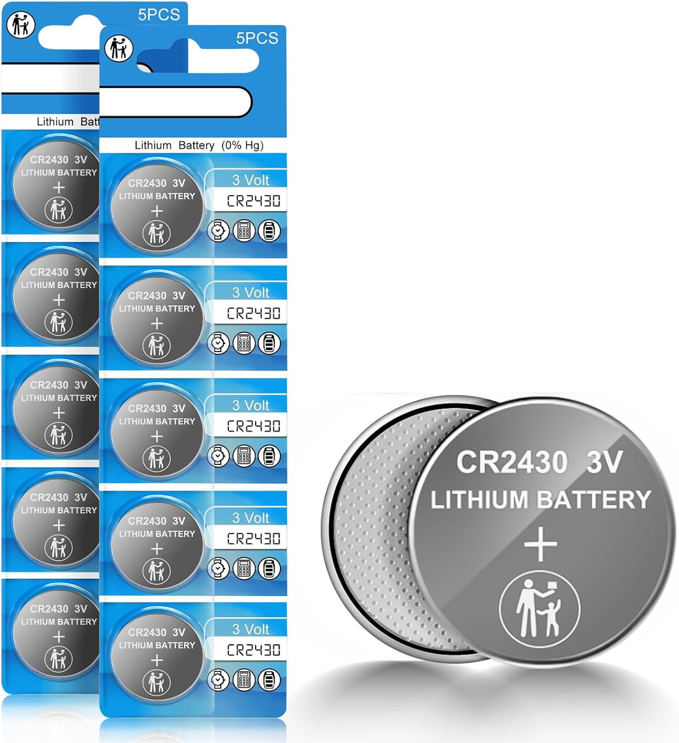 CR2430 Battery, 3V Lithium Coin Battery 10 Count Pack, CR 2430 3 Volt ...