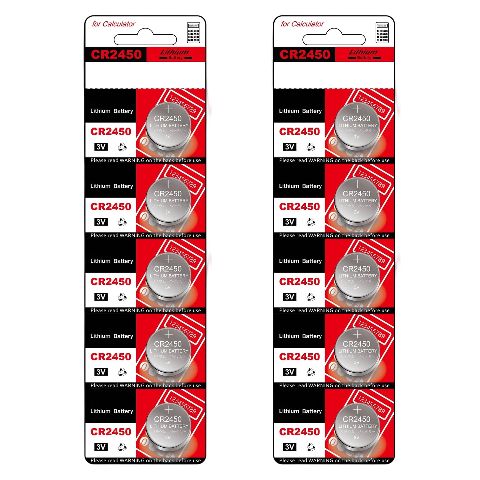 CR2450 3V Batteries 10/5-Count Pack Travel Design Leak Resistant ...
