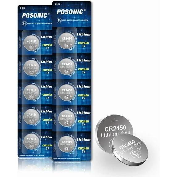 CR2450 Batteries, 3 Volt Lithium Coin Battery 10 Count, High Capacity ...