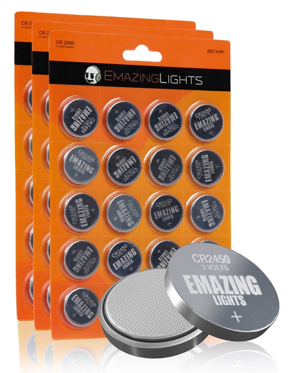 Emazing Lights 3V Lithium CR2450 Button Coin Cell Battery for Watches ...