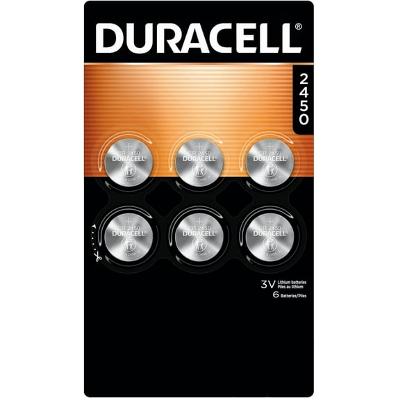 CR2450 Lithium Battery, 6 Count (Pack of 1), Coin Battery for Key Fob ...