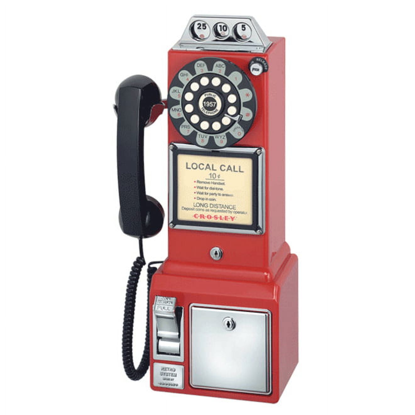 Crosley CR56 Red Analog Telephone, Wall Mountable with 1 Phone Line ...