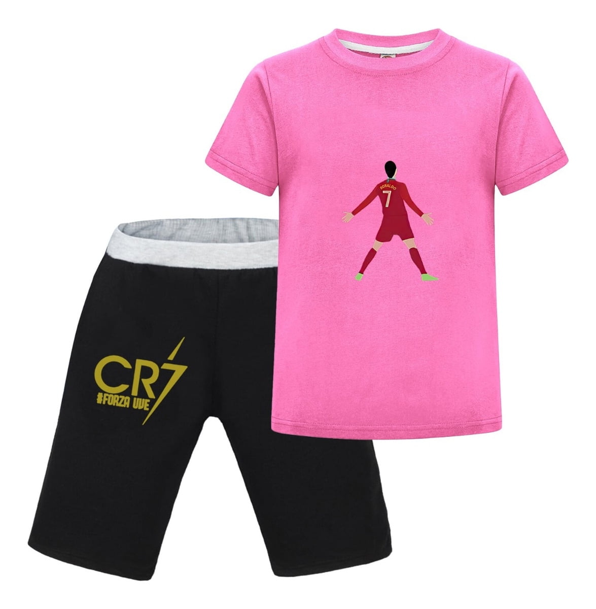 CR7 Cartoon Soccer Clothes for Kids | Ronaldo Youth T-Shirt and Shorts ...
