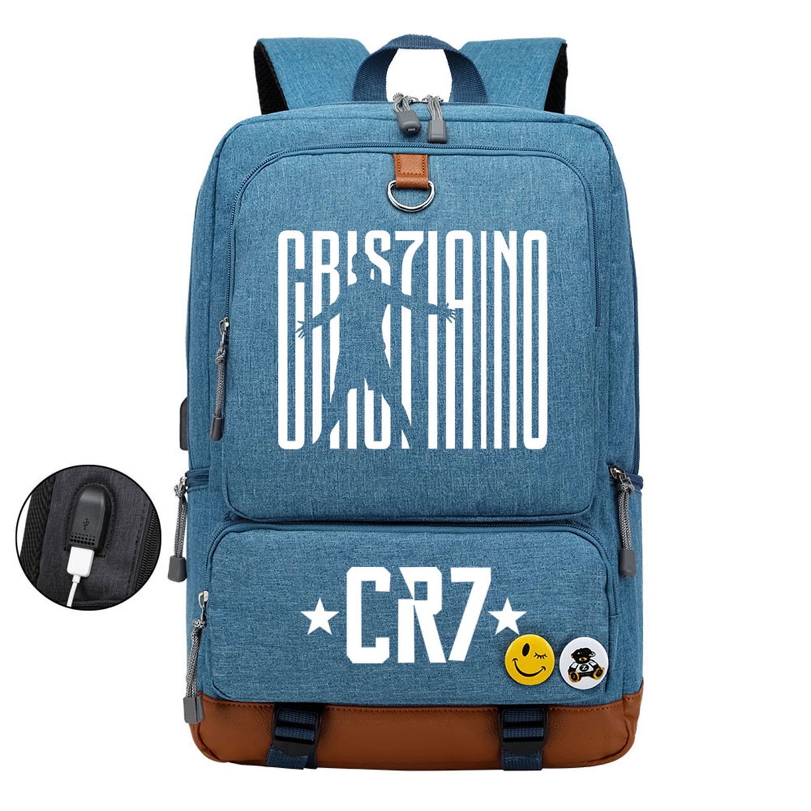 CR7 Classic Backpack Cristiano Ronaldo Rucksack with USB Charging Port ...