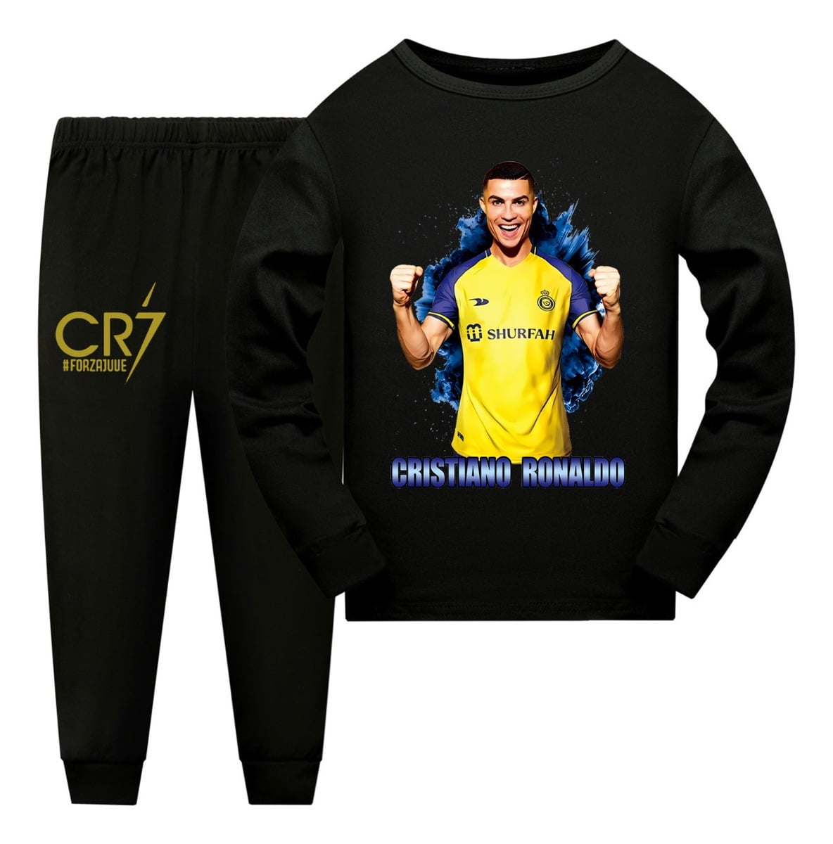 CR7 Kids Pajama Set - Cristiano Ronaldo Cartoon Soccer Theme - Long ...
