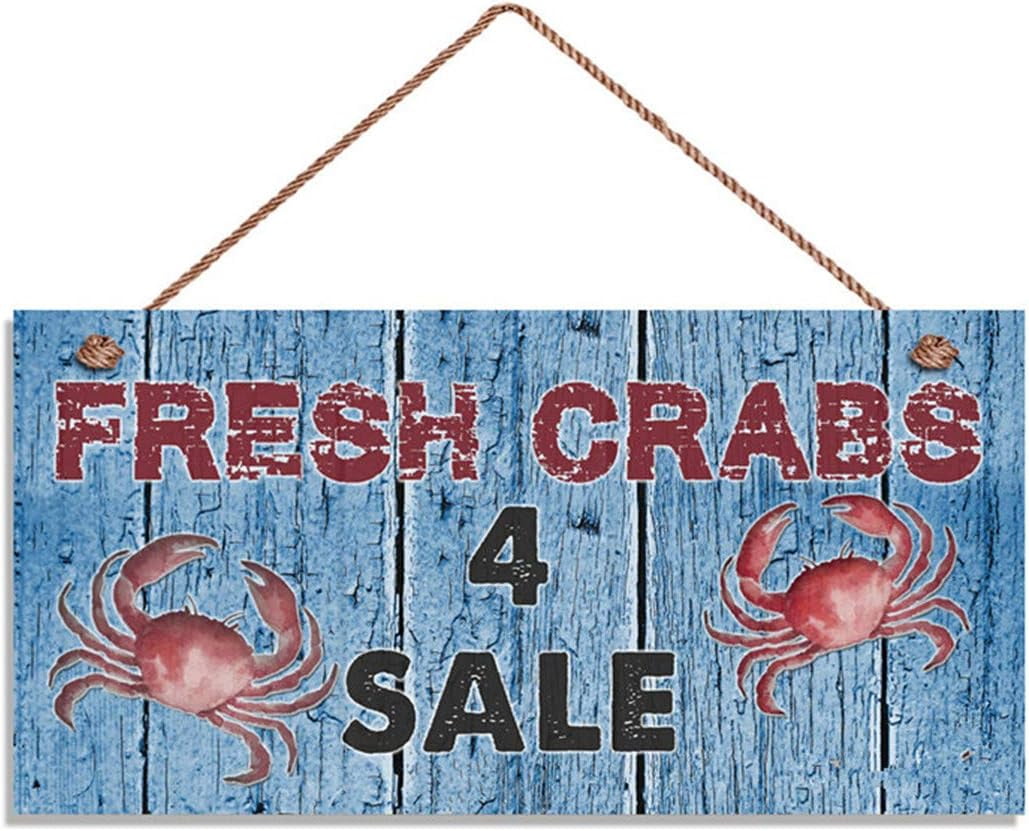 CRAB Sign, Fresh Crabs 4 Sale, Weathered Beach Wood Wall Hanging, 5" x ...