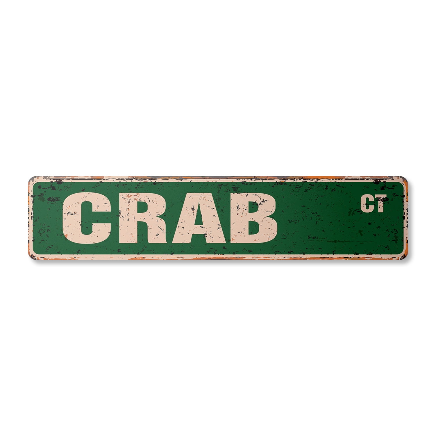 CRAB Vintage Aluminum Street Sign seafood decor pot ocean sea rustic ...