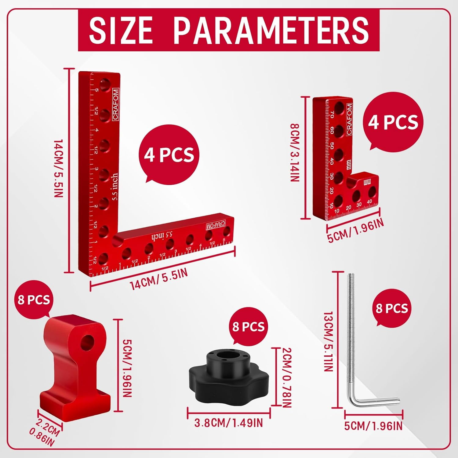 CRAFOM 90 Degree Corner Clamp for Woodworking, Set of 8 (3" 5.5 ...