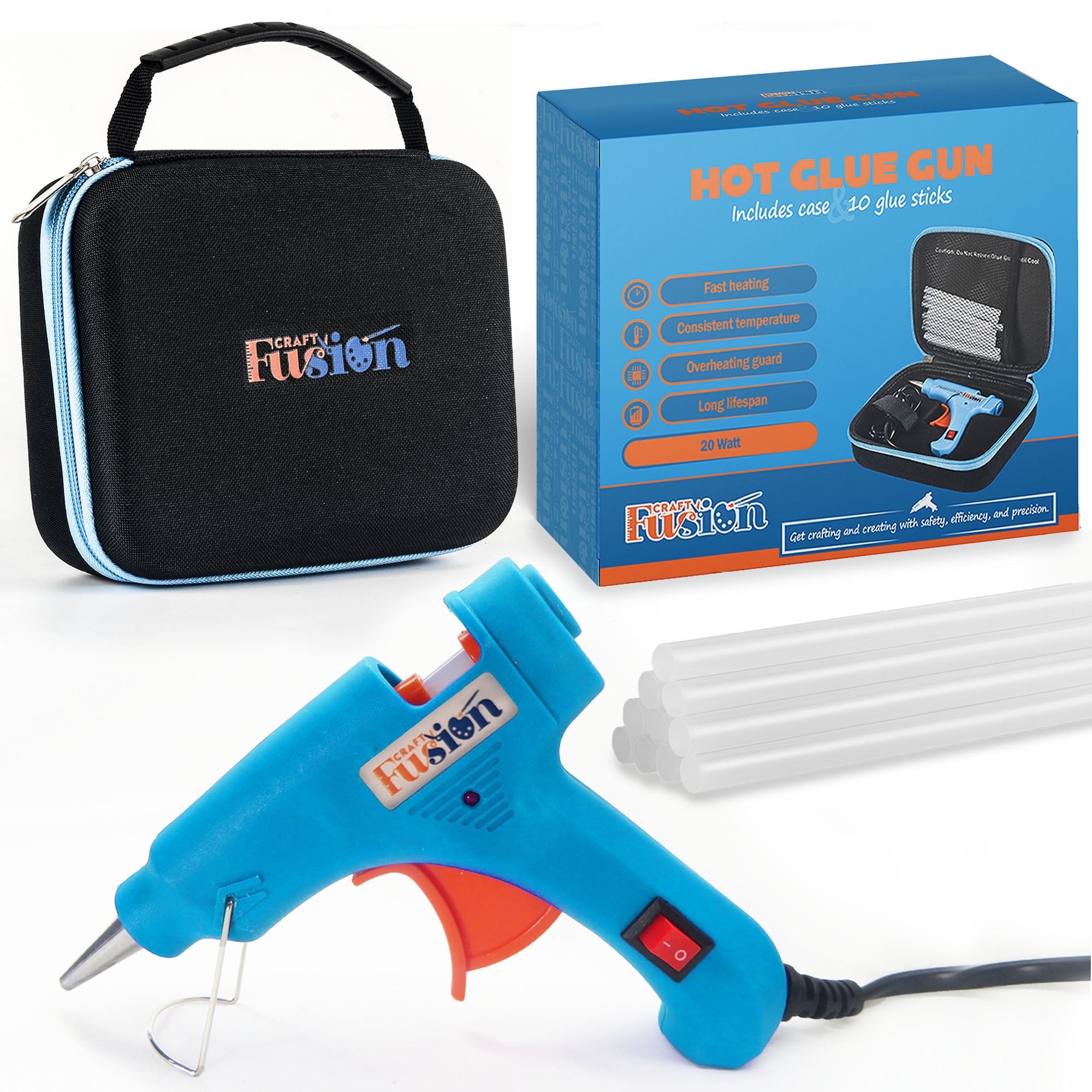CRAFT FUSION Hot Glue Gun Kit with Case - 20w Mini Hot Glue Gun Set and ...