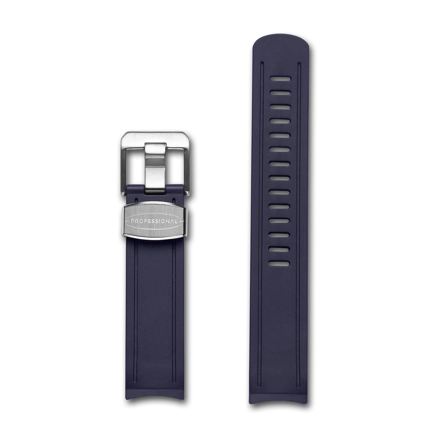 CRAFTER BLUE CB02 Curved End Watch Band Rubber Strap Replacement for ...