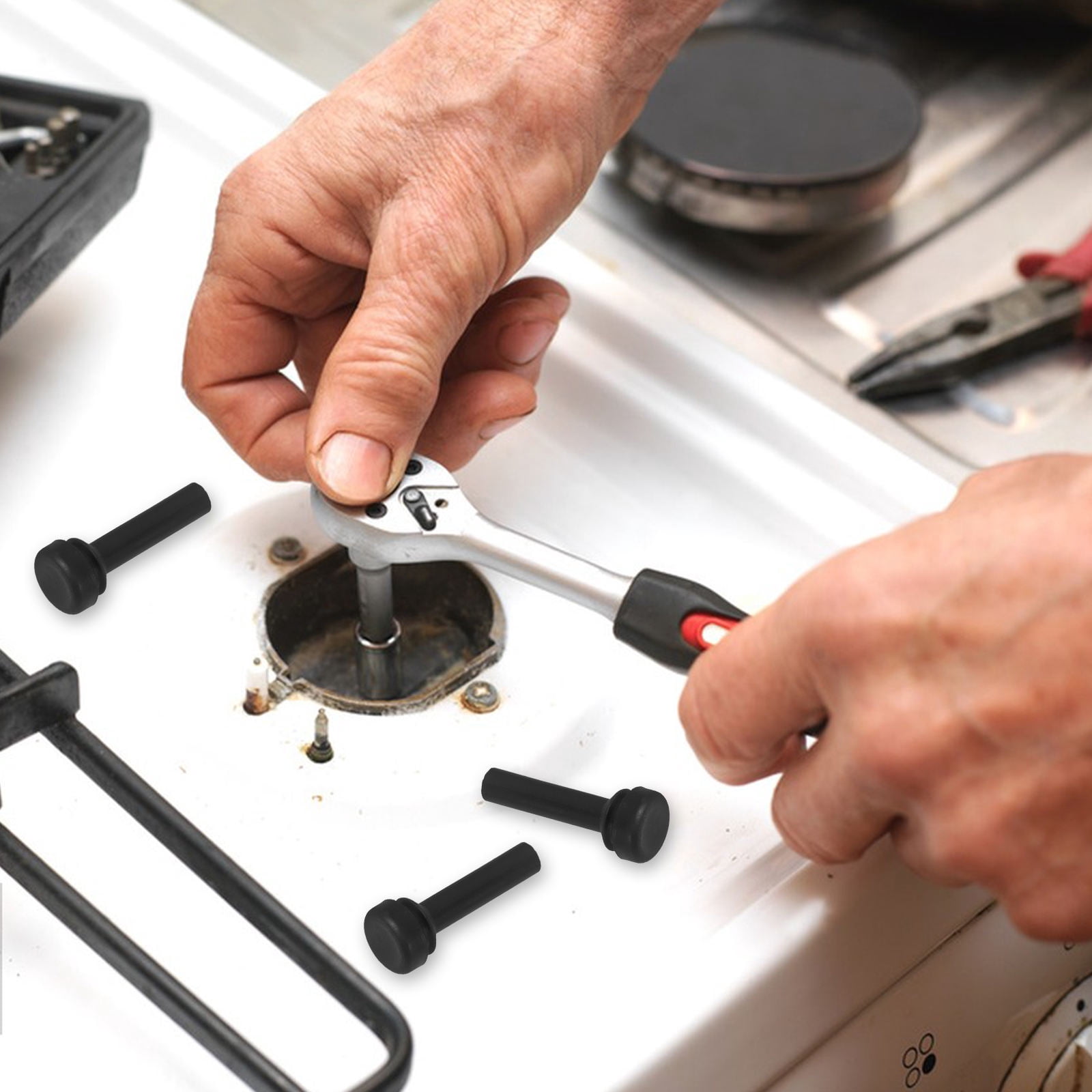 CRAFTHROU 10Pack Gas Range Stovetop Grate Feet Replacement Rubber Black ...