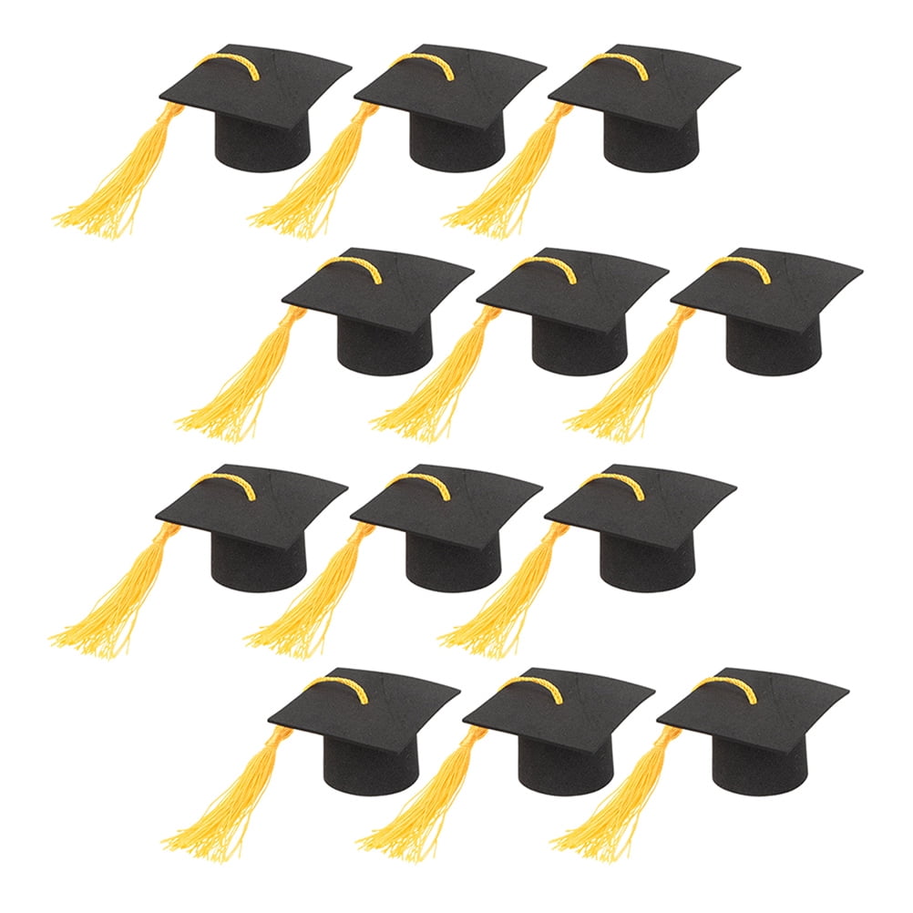 CRAFTHROU 12Pcs Small Graduation Cap Cake Toppers Mini Cap Shape for in ...