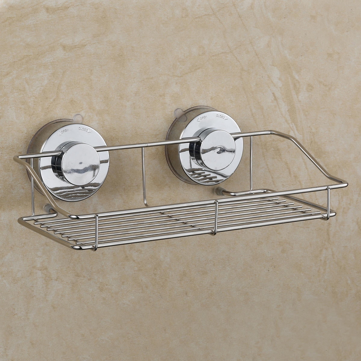 CRAFTHROU 1Pack Bathroom Shelf Suction Cup Shelf Organizer Silver ...
