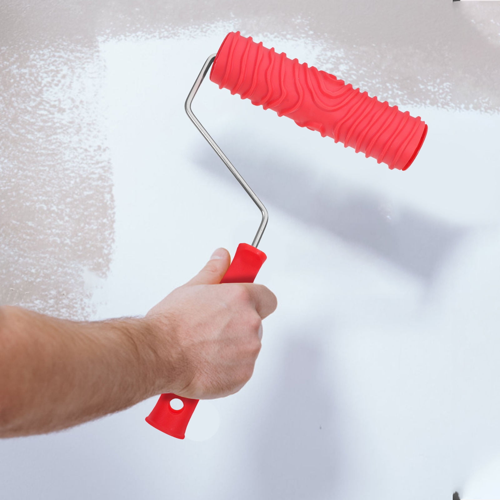 CRAFTHROU 1Set Cylindrical Red Textured Paint Roller For Diy Wall Art ...