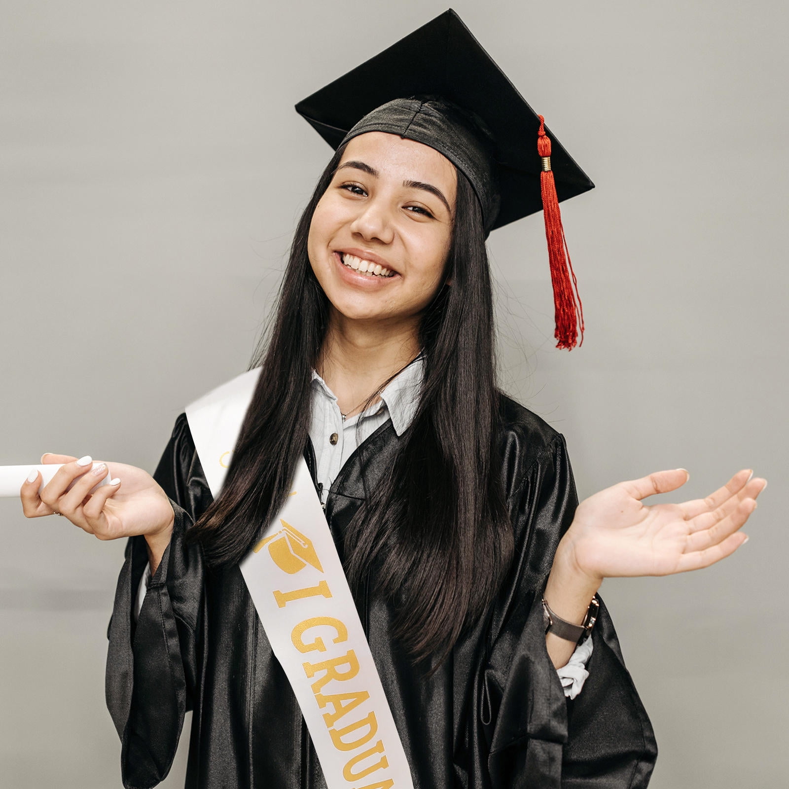 CRAFTHROU 1Set Graduation Sash Crown Headdress In White Satin For ...