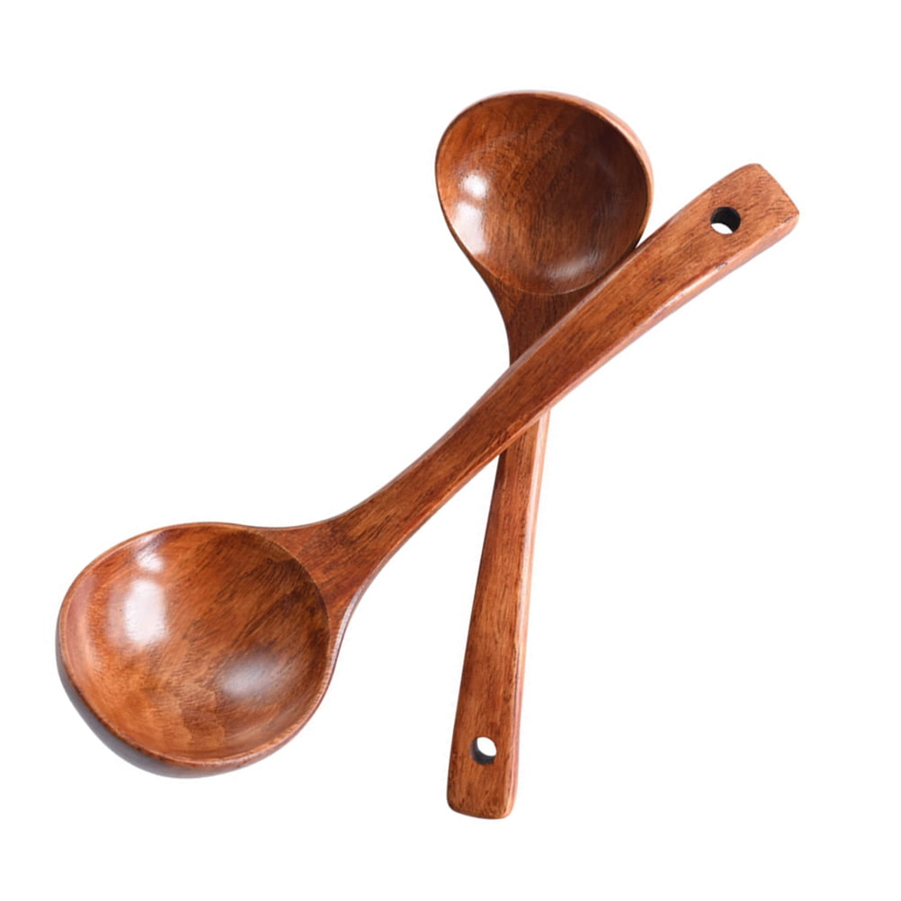 CRAFTHROU 2Pcs Wood Cooking Utensils for Noodles Cooking Smooth Surface ...