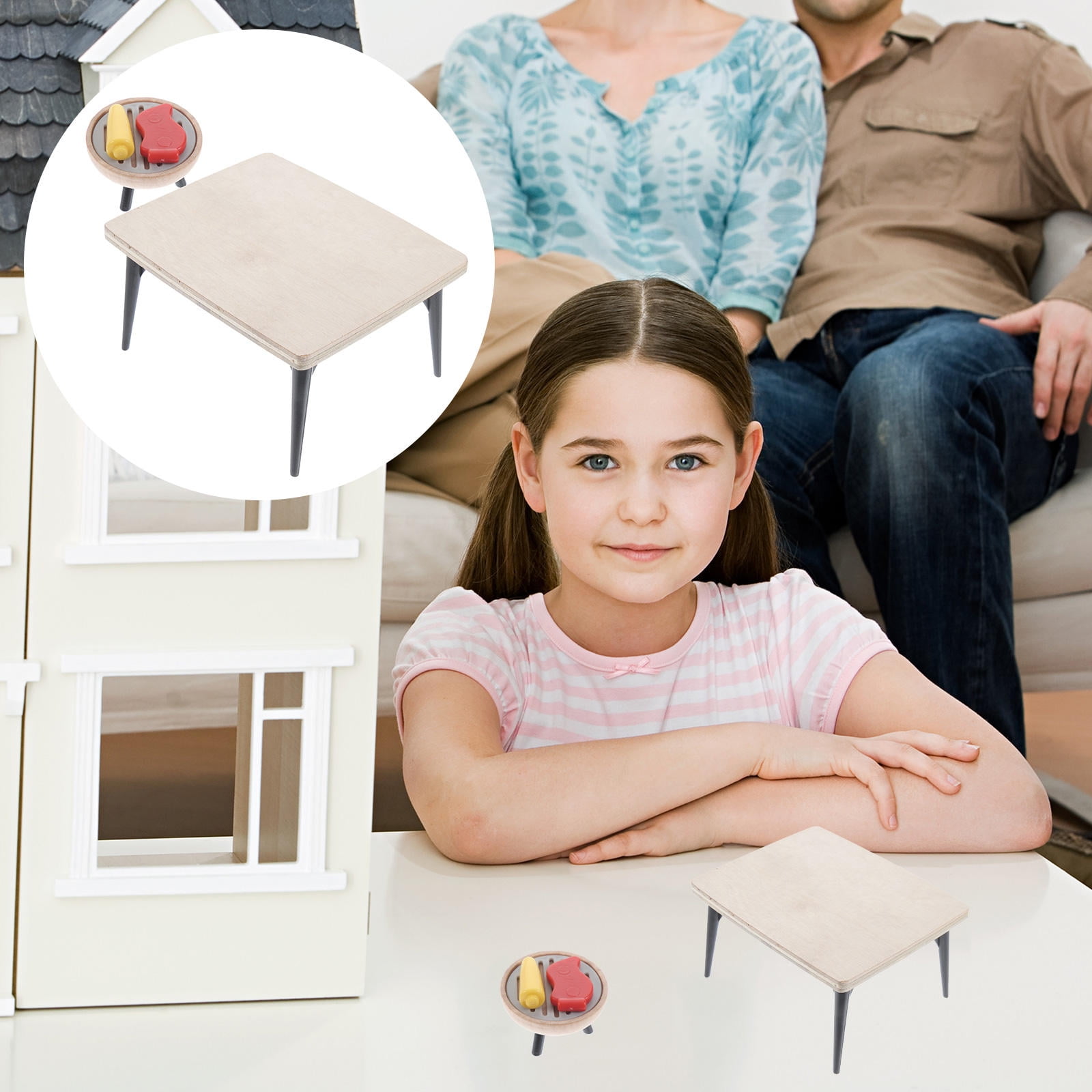 CRAFTHROU 3Pack Mini House Kitchen Prop Mini Wooden Furniture Compact ...