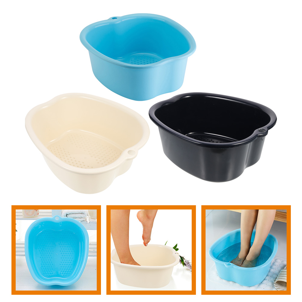CRAFTHROU 3Pcs Black Foot Washing Basin Plastic Round for Adults ...