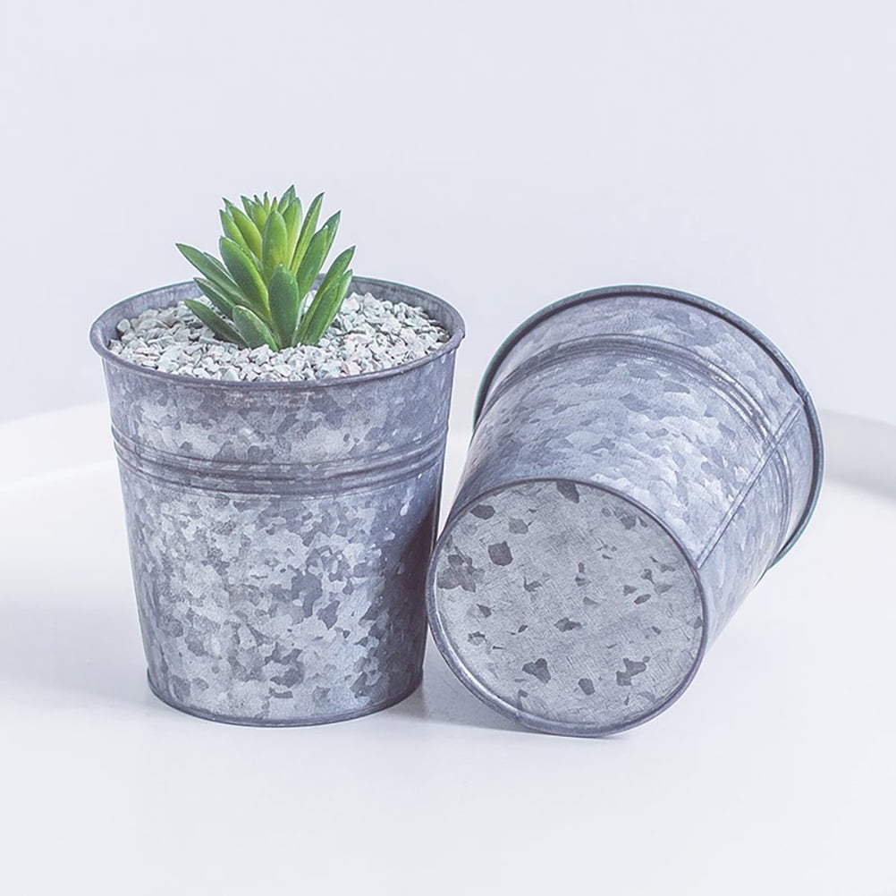 CRAFTHROU 3Pcs Bucket Flower Pots for Home Decor 10.5X10.5X10.5In ...