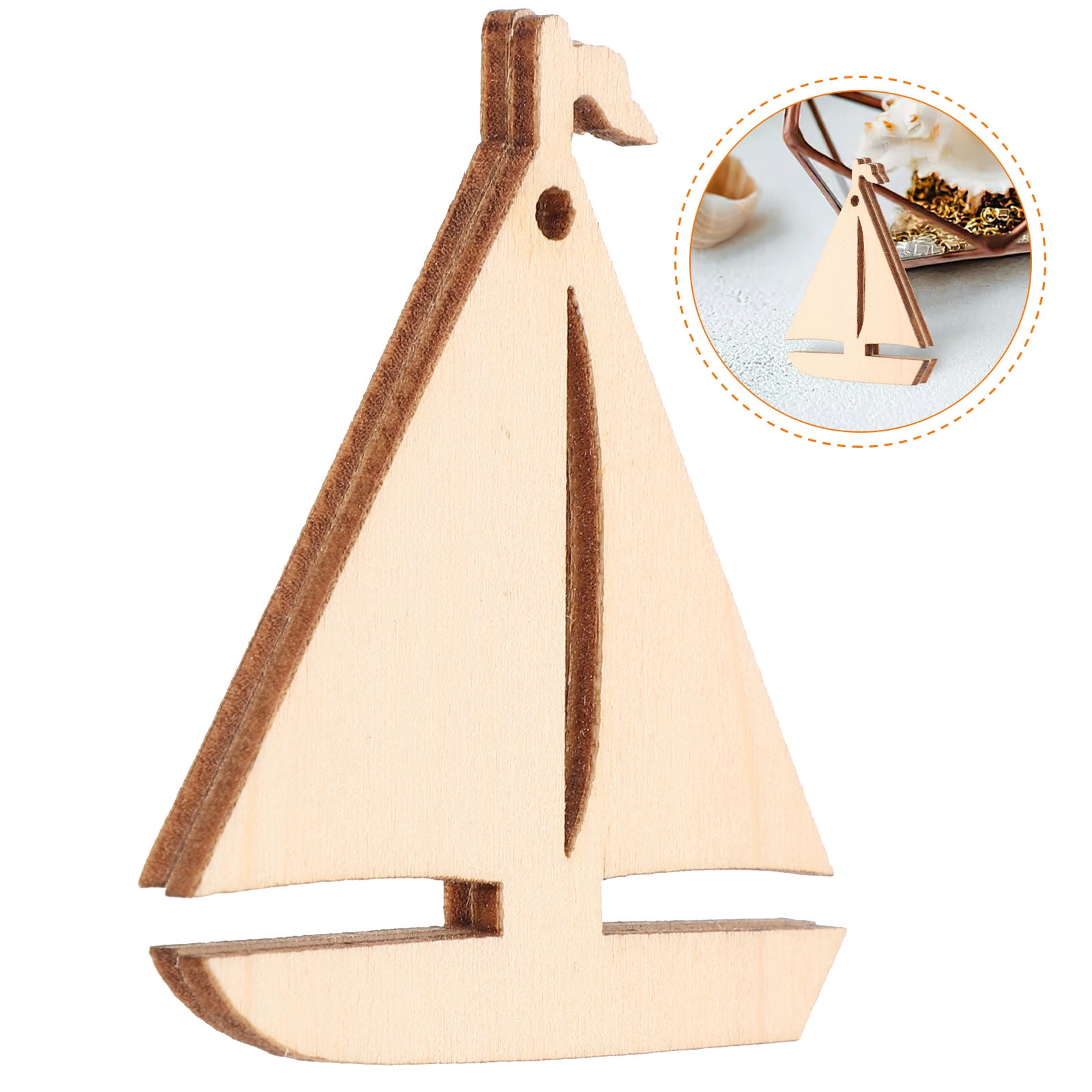 CRAFTHROU 50Pcs Diy Wooden Board Wooden Sailboat Craft For Pendant And Accessories - Walmart.com