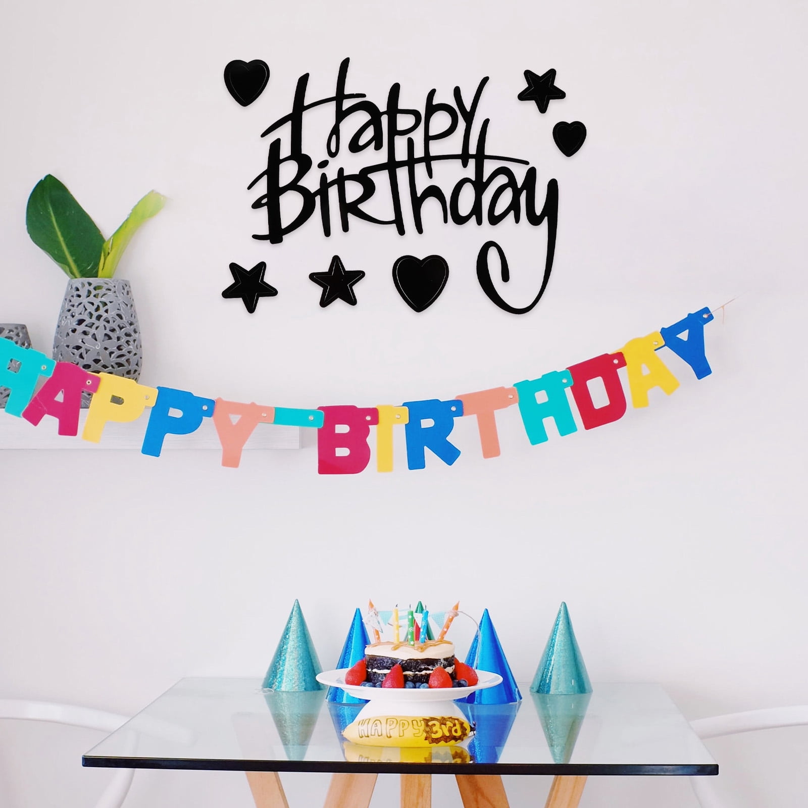 CRAFTHROU 5Pack Happy Birthday Calendar Stickers Black Plastic ...