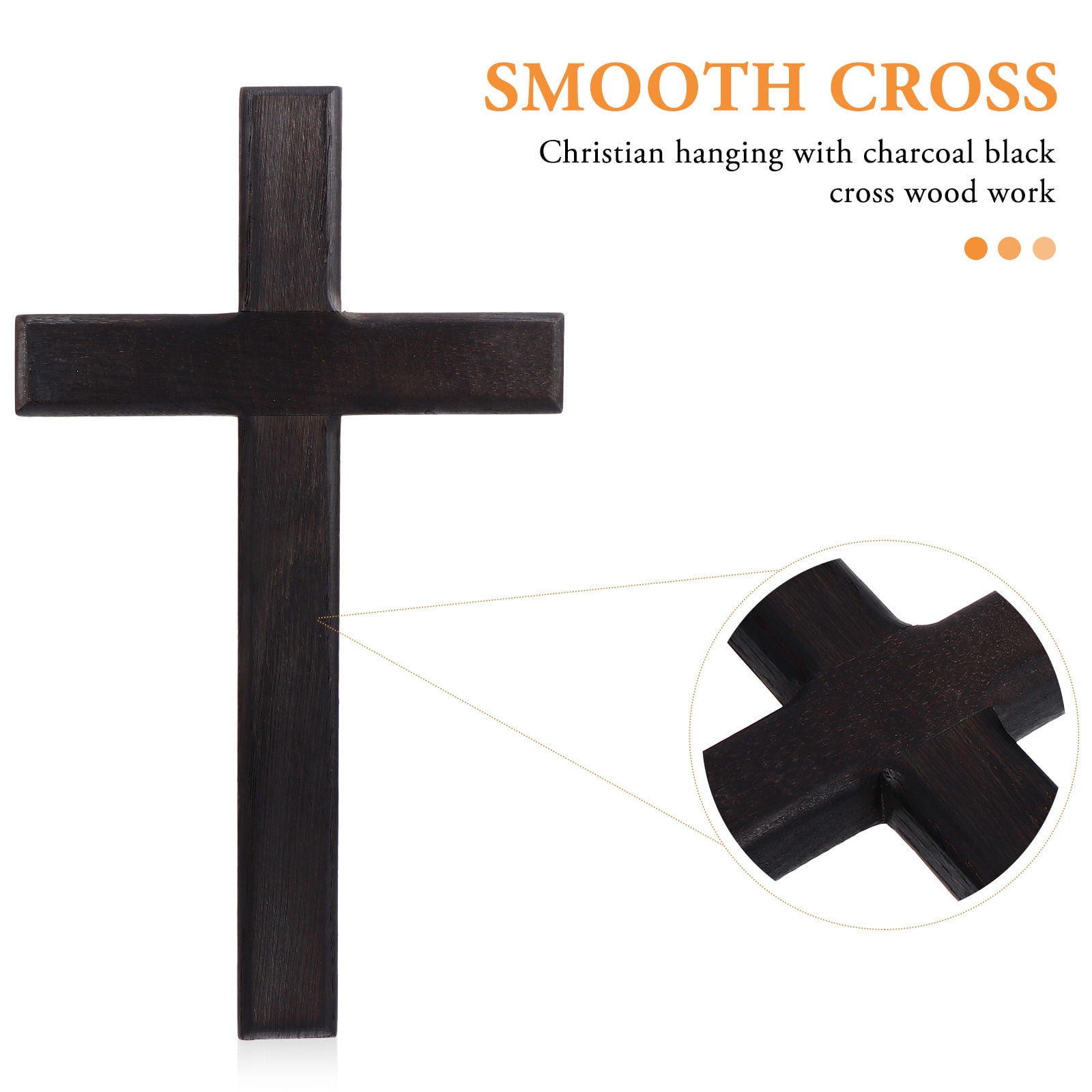 CRAFTHROU Cross For Hanging On Wall 1Pcs Black Wooden For Christian ...