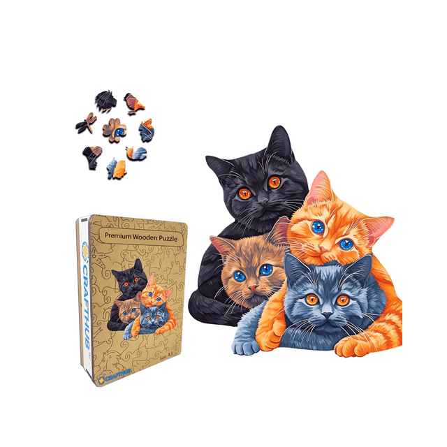 CRAFTHUB Wooden Puzzles for Adults – A3 Dreamy Cats with 149 Pieces – Jigsaw Puzzle – Family ...
