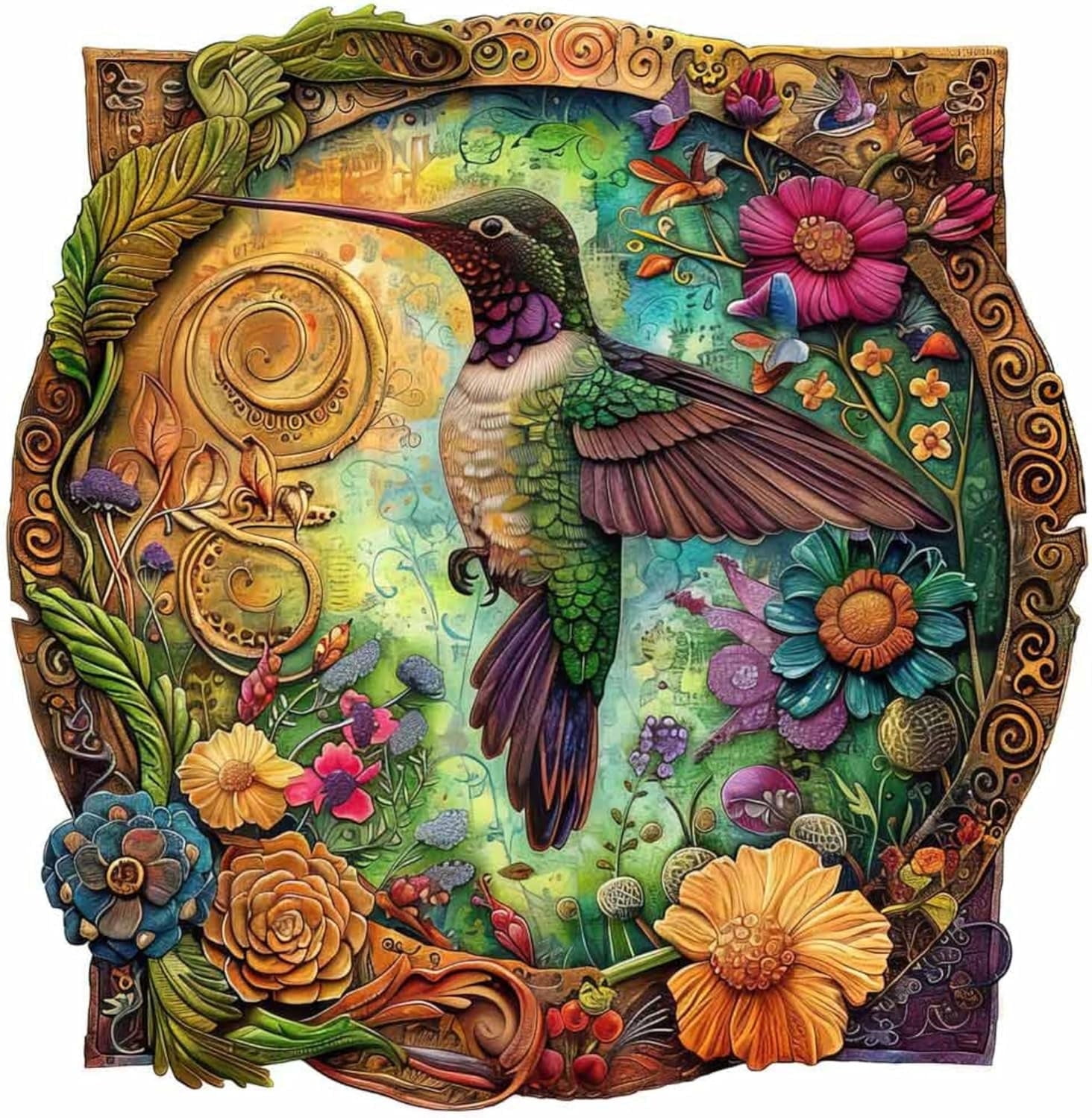 CRAFTHUB Wooden Puzzles for Adults – A3 Hummingbird with 127 Pieces ...