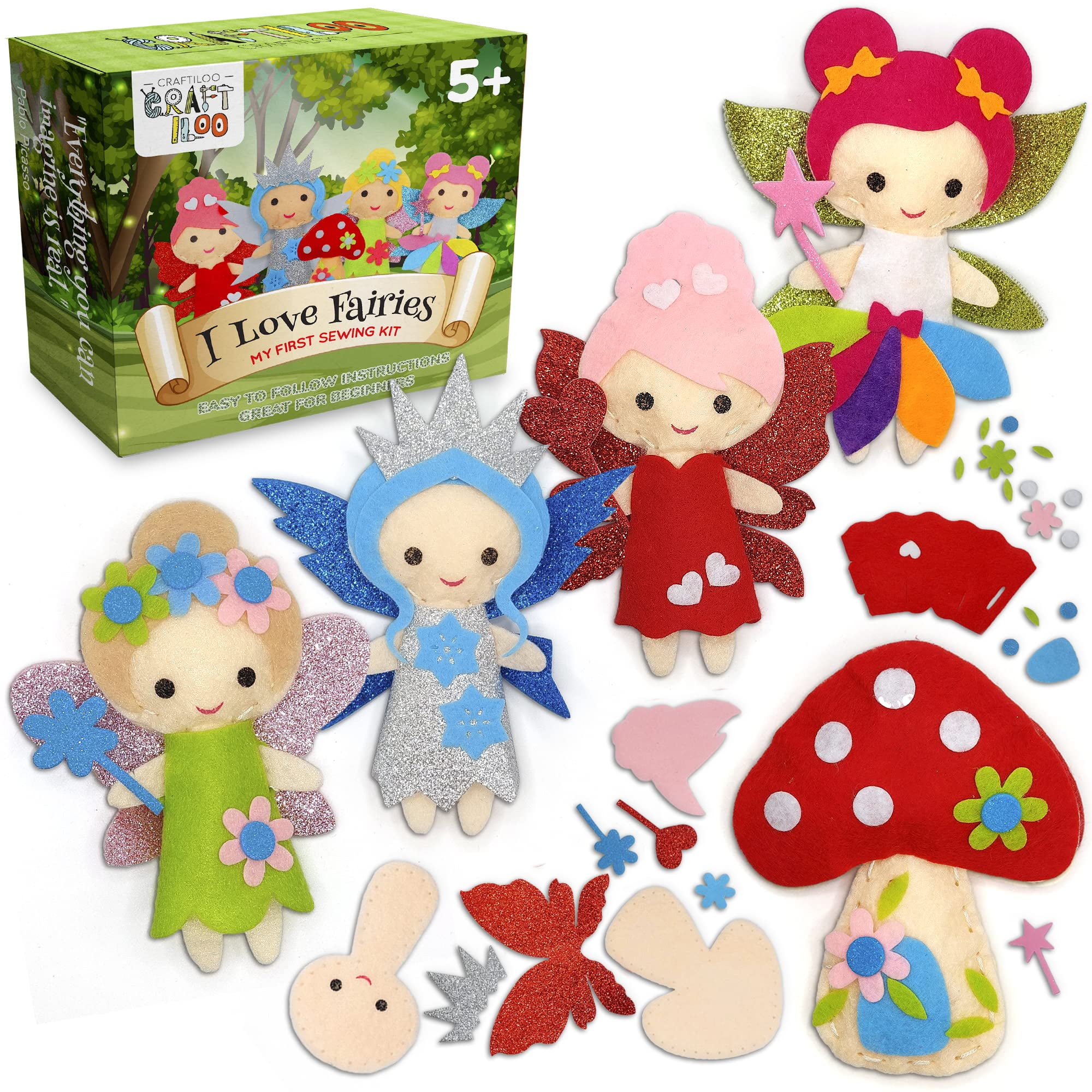 CRAFTILOO Fairy Sewing Kits for Little Girls 5 Easy Projects for ...