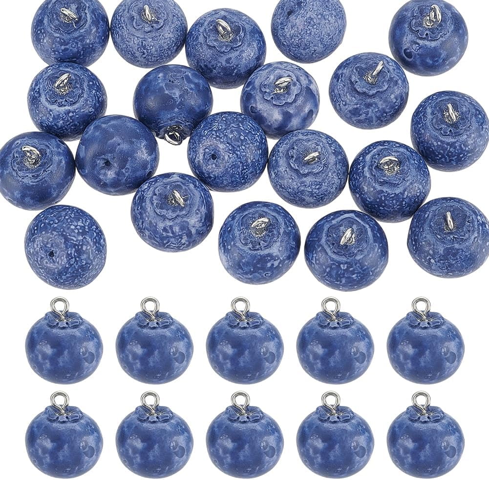 CRAFTMELODY 20Pcs Blueberry Charm Resin Blueberry Charm Pendants with ...