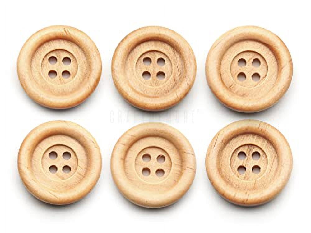 CRAFTMEMORE Wooden Buttons 4 Holes Round Wood Button for Garment Sewing ...