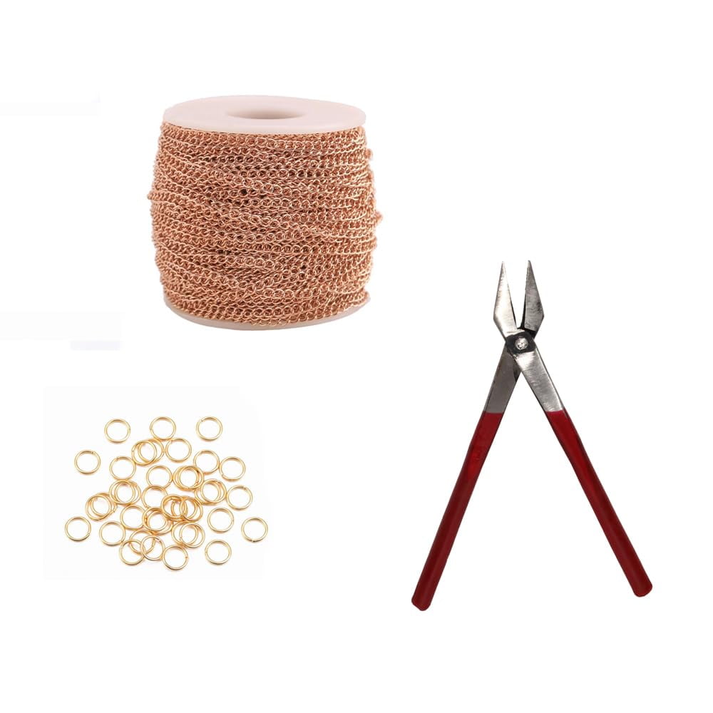 CRAFTS HAVELI Combo of Link Anchor Chain Jump Ring Golden 2mm 5 Mtr ...