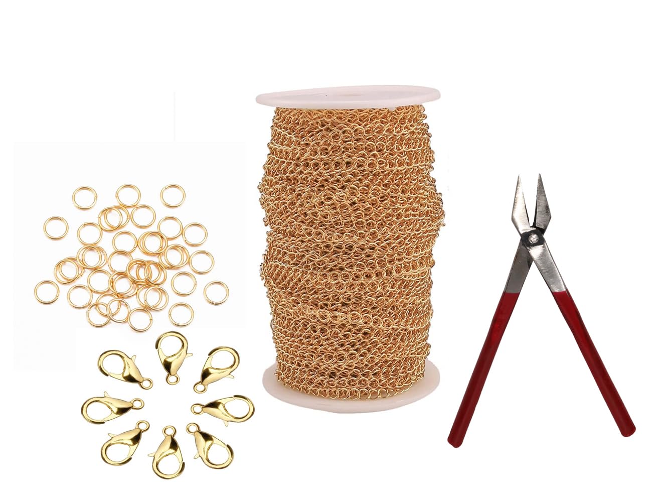CRAFTS HAVELI Combo of Link Anchor Chain Jump Ring Golden 3mm 10 Mtr ...