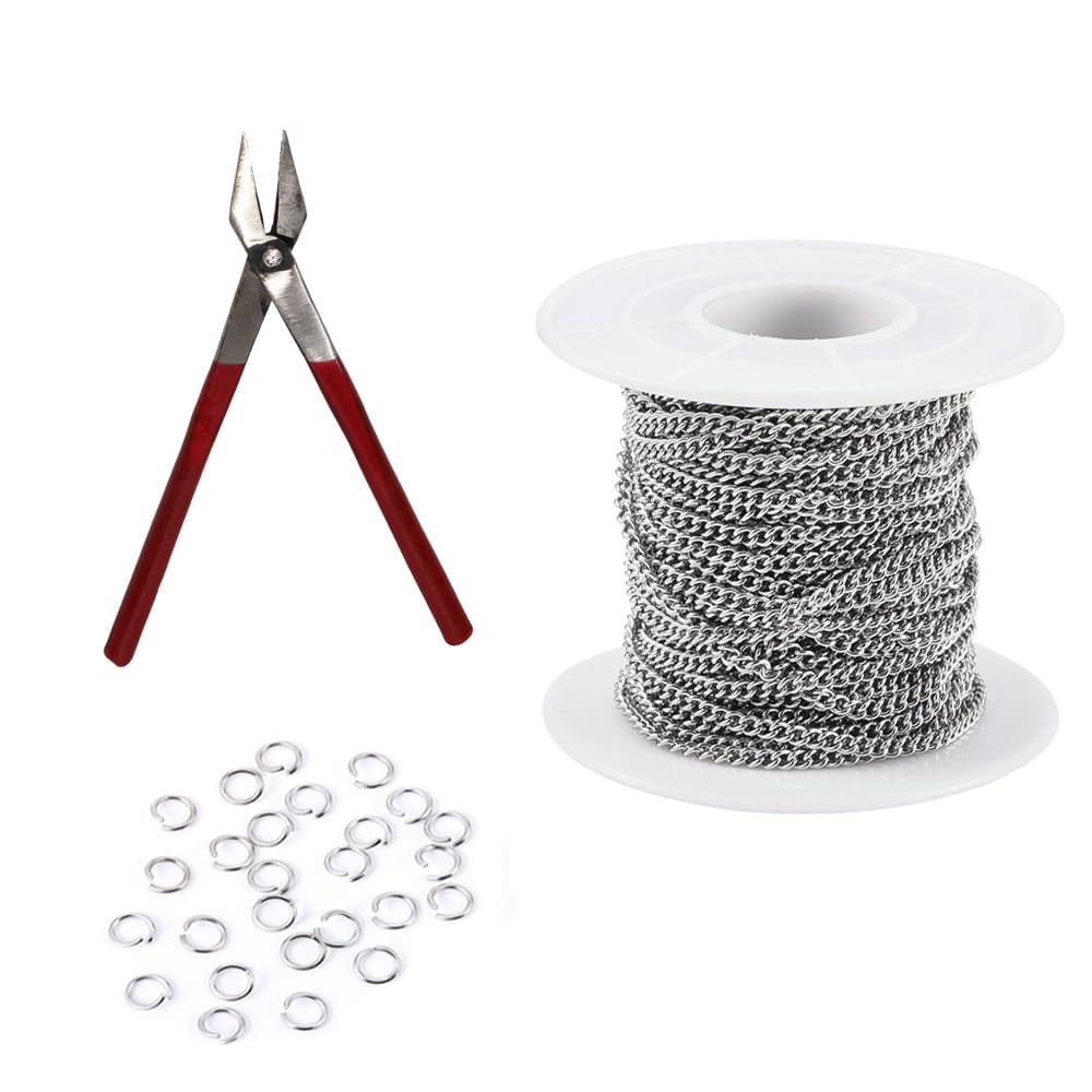 CRAFTS HAVELI Combo of Link Anchor Chain Jump Ring Silver 2mm 10 Mtr ...