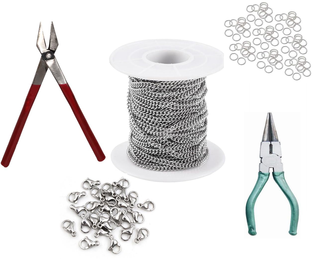 CRAFTS HAVELI Combo of Link Anchor Chain Silver 2mm 10 Mtr 20 Lobster ...